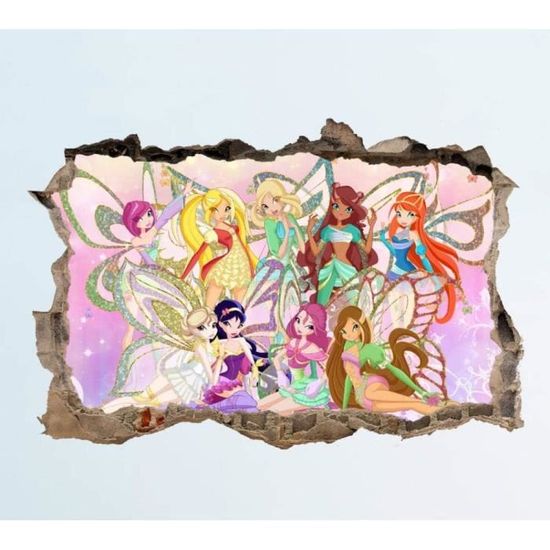 Stickers Muraux Winx Wall Smash Sticker Autocollant 3D Chambre Vinyle ...
