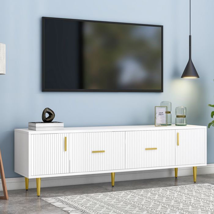 Support TV Moderne Support TV Métal Avec LED Et Prises - 160x60 Cm, 3 ...