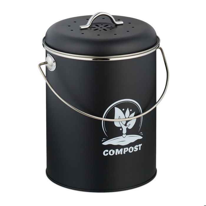 Relaxdays Seau à compost pour cuisine 5,5 litres, avec couvercle et ...