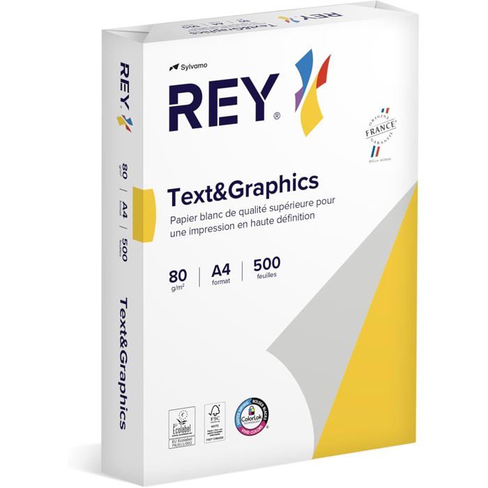 REY Text Graphics, Papier Reprographique, Blancheur Élevée, 80 g, A4 ...