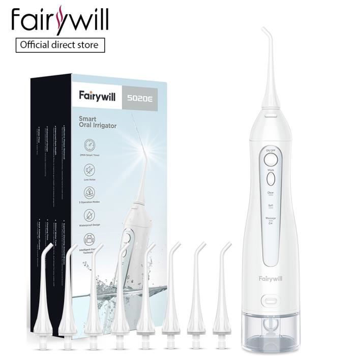5020E-Blanc irrigateur buccal Portable, 300ml, jet dentaire étanche, 3 ... 5020E-Blanc irrigateur buccal Portable, 300ml, jet dentaire étanche, 3 ...