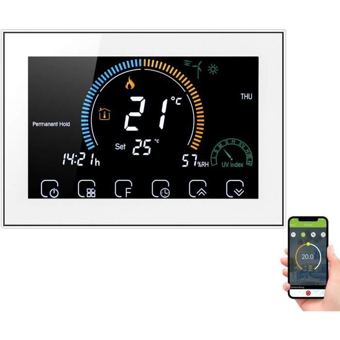 Thermostat Wifi Pour Chaudière À Gaz – Contrôle App Vocal-Lcd Rétroéclairé Affichage De L ...