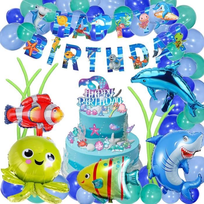Decoration Anniversaire Theme Marin, Tridimensionnel Mer Animal Ballons ...