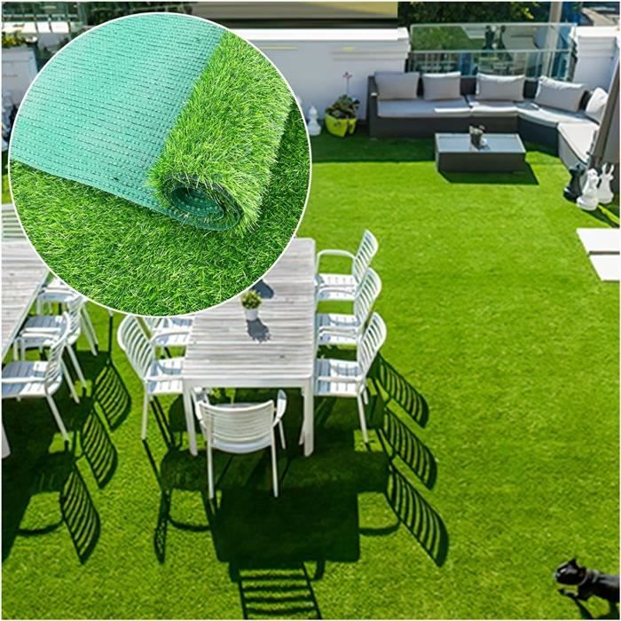 Tapis De Gazon Artificiel,Haute Densité Intérieur Extérieur Faux Gazon avec Trous De Drainage ...