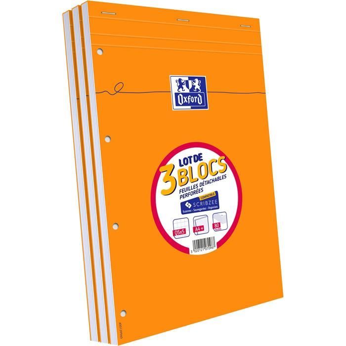 Lot de 3 Bloc-Notes Agrafés Format A4+ (21 x 31,5cm) 160 Pages Petits ...