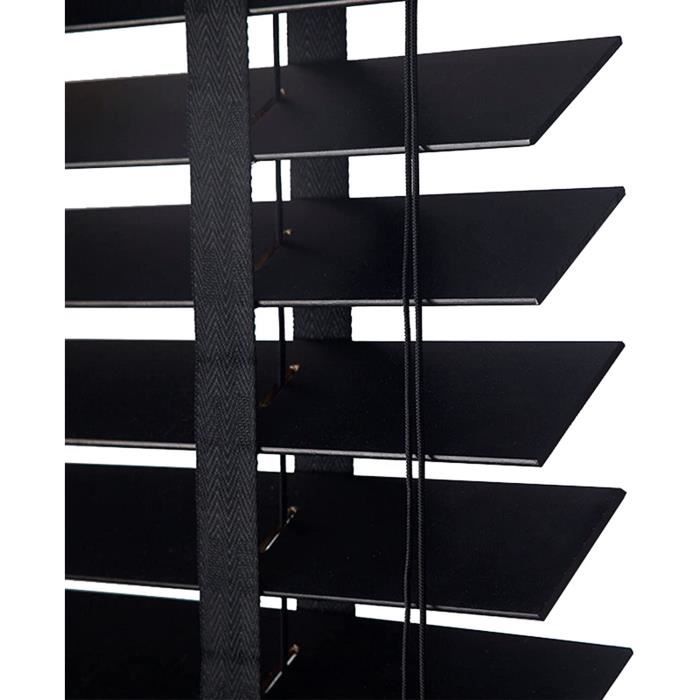 Stores Vénitiens Noirs en Bois MassifD'intimité de Fenêtre AntiUV ...