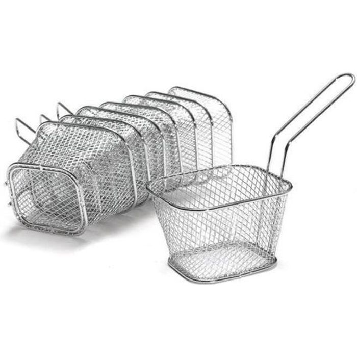 8 Minis Paniers à Frites Individuels - Inox - 10x8x7 cm - Cdiscount Maison