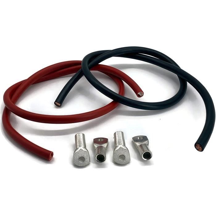 Câble de batterie 50mm2 4x M8 cosses de câble de 1m chacune rouge et ...