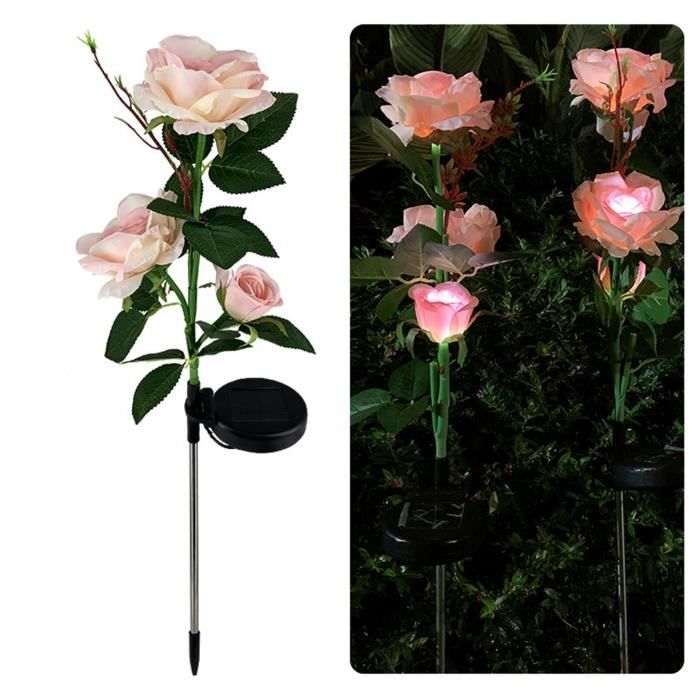 Lampe de Jardin Solaire - AUTREMENT - Rose Flowers - Imperméable - LED ...