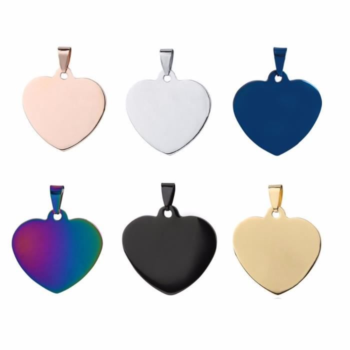 Chaine De Cou Vendue Seule HQAK3 33x34mm 23x24mm Dog Tag Coeur 6 ...
