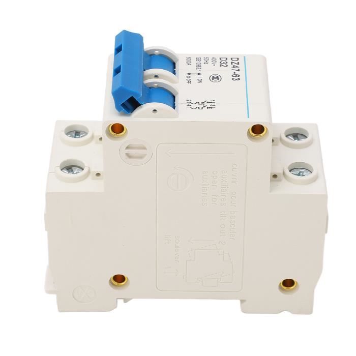 Disjoncteur miniature 2P Disjoncteur compact monté sur rail DIN Capacité de coupure 6000A 400V ...