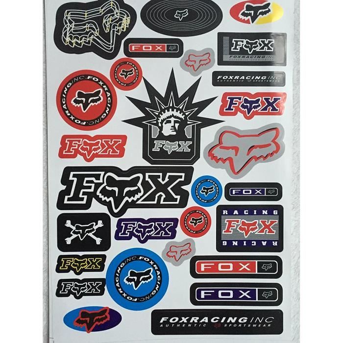 Planche de 28 Stickers Autocollants Fox Racing Motocross 32X23CM ...