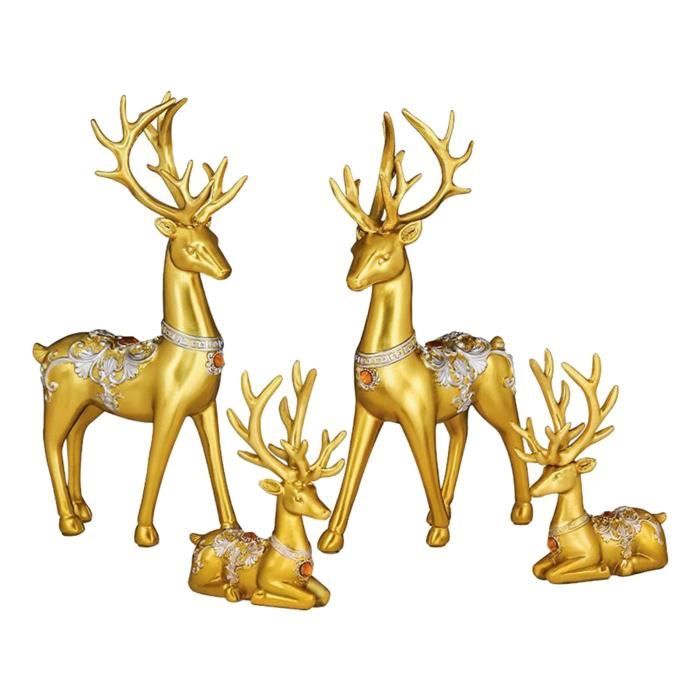 Renne Figurine Résine Sculpture Famille Wapiti Style Nordique Statue ...