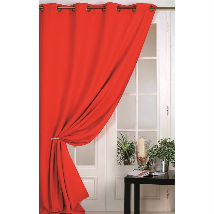 Rideau occultant Rouge 140 x 260cm - HOME MAISON - Uni - Œillets ...