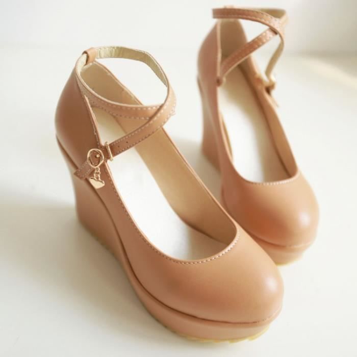 Talons hauts-Pure Color talon haut Wedge talon ... Marron - Cdiscount ...