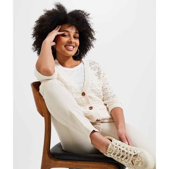 GRAIN DE MALICE - Gilet ajouré femme Ecru - Cdiscount Prêt-à-Porter