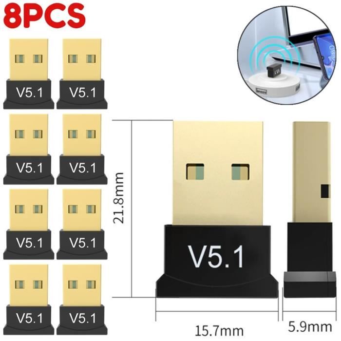 Adaptateur USB Bluetooth - Compatible 5.1 - Dongle Audio 2.4GHz ...