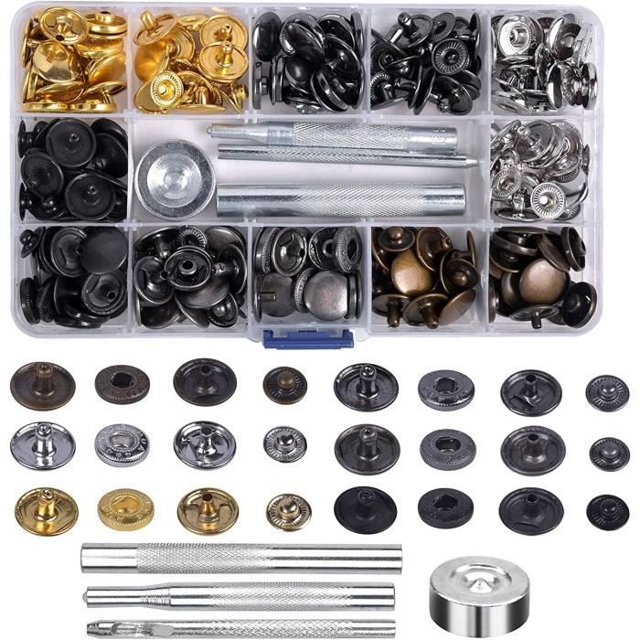Boutons Pression Métal Set, Bouton Snaps 6 Coloris, Pression Metal sans ...