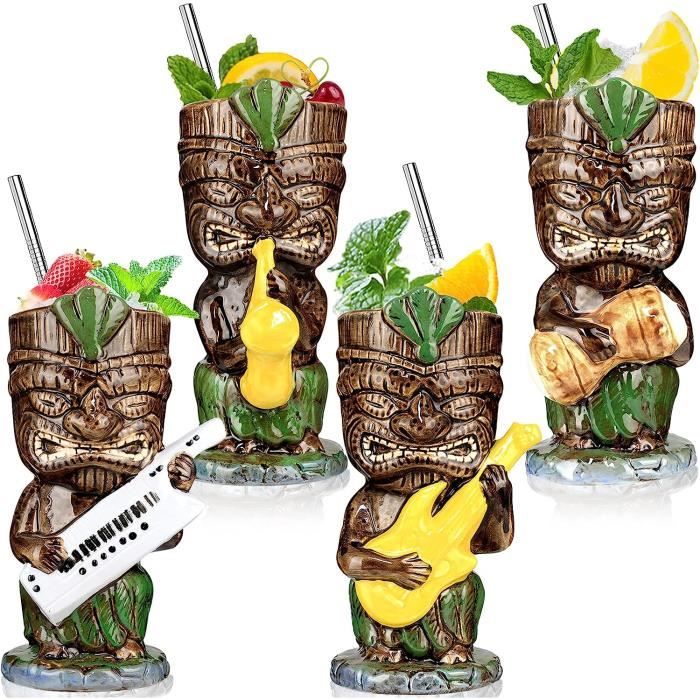 Lot de 4 tasses Tiki en céramique pour cocktails, 370 ml74 - Cdiscount ...