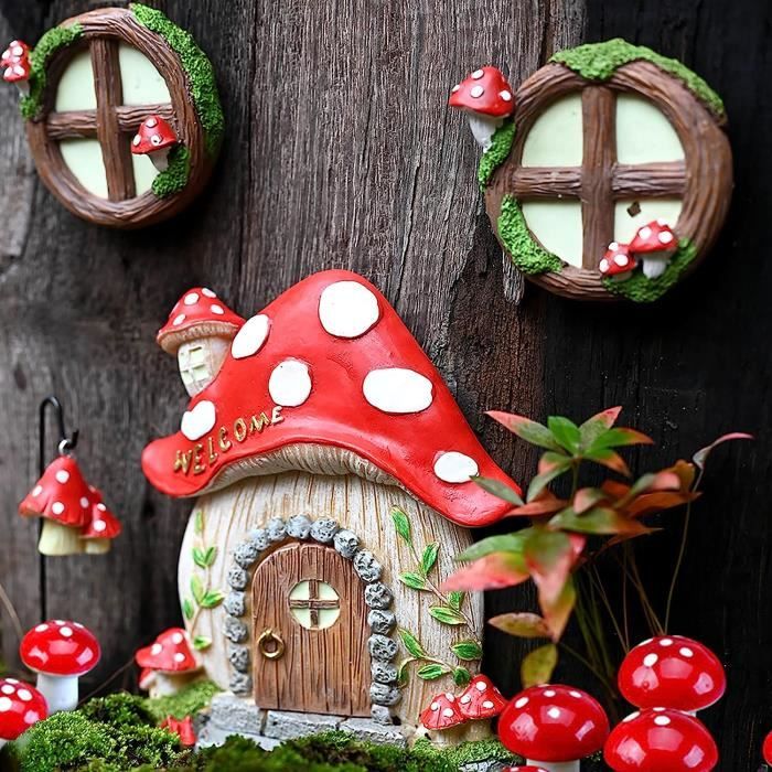 LaVenty Maison de Fées Décoration Extérieure Champignons Décoration de ...