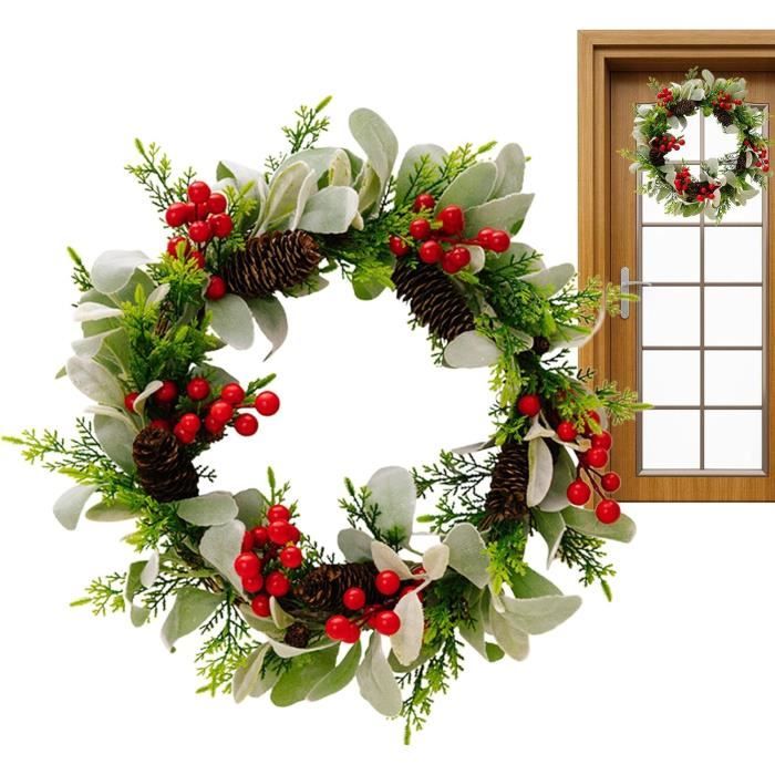 Couronne de Noël extérieure | Verdure réaliste Pommes de pin Baies ...