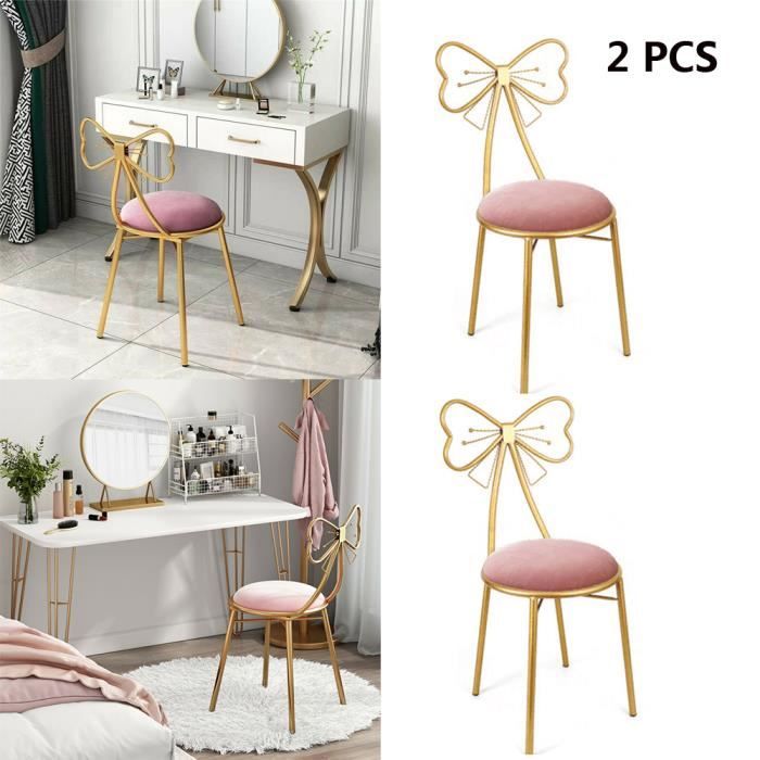 Lot de 2 Chaise Coiffeuse Fauteuil Noeud Papillon en Fer Chaise Lounge ...