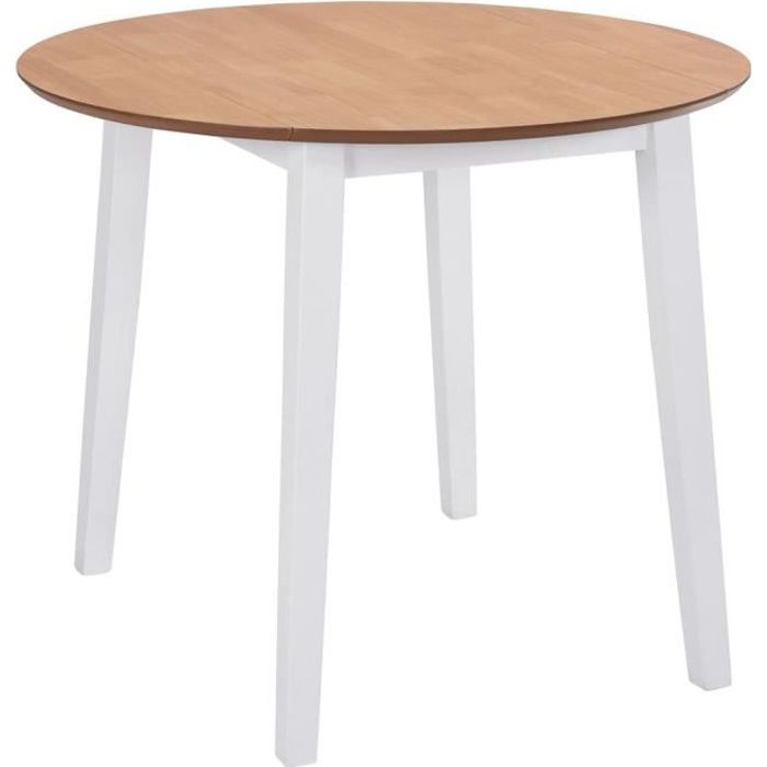 VidaXL Table de salle à manger ronde à abattant MDF Blanche - Cdiscount ...