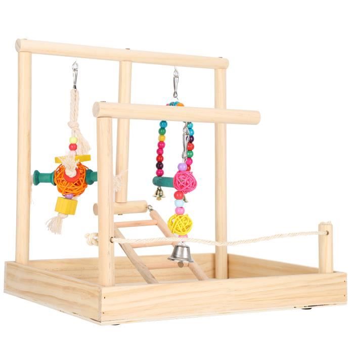 Vvikizy Support en bois massif pour oiseaux Aire de Jeux de Perroquet ...