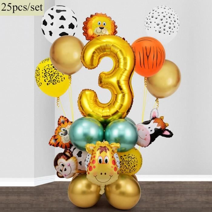BALLON DECORATIF,3--Ensemble de ballons en métal, Jungle, singe, Lion ...