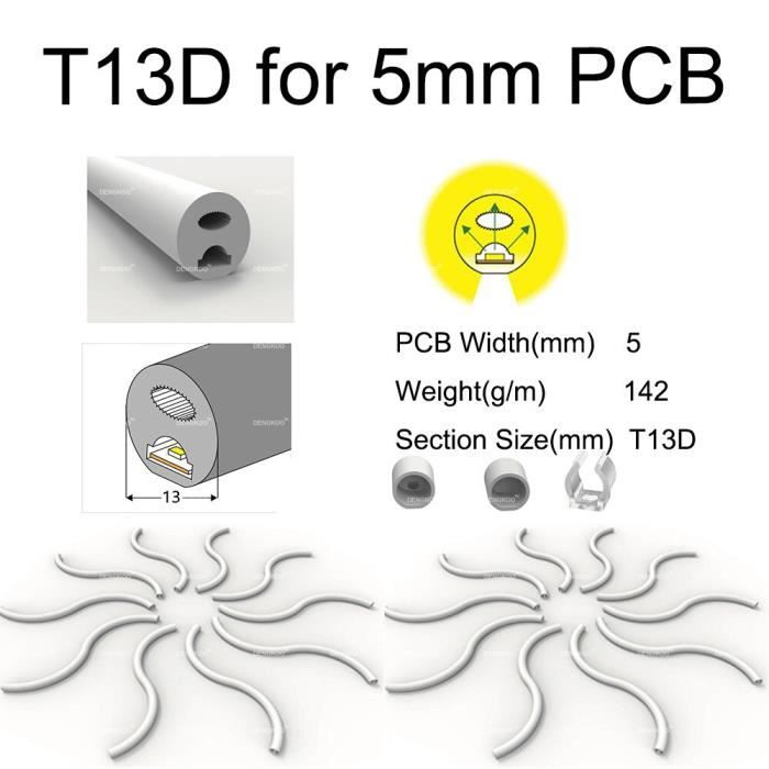 BANDE LED,D13 for 5mm PCB-5m--Tube de corde de néon WS2812B LED SK6812 RGBW WS2811 WS2815 IP67 ...