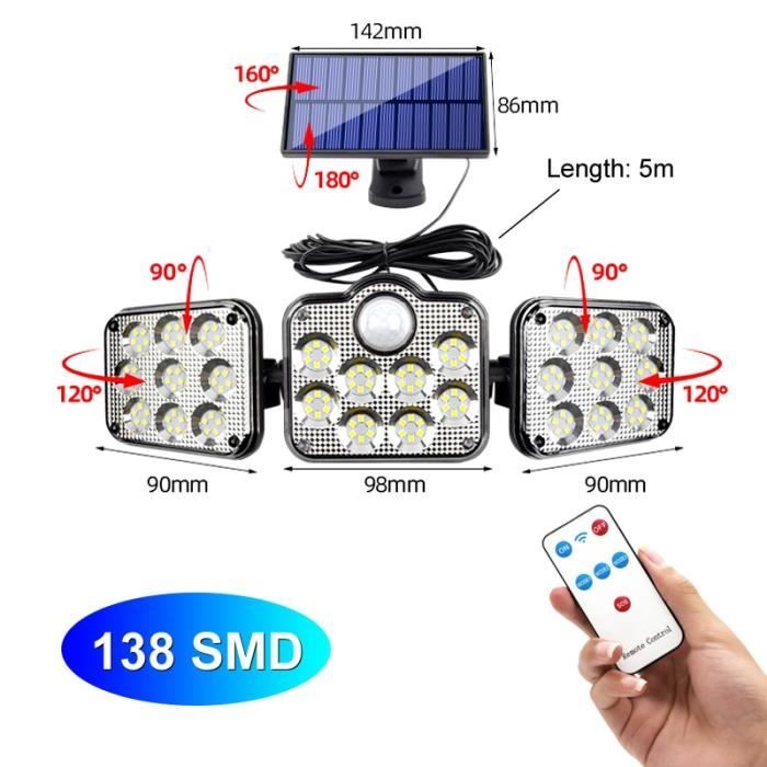 Split style 138 SMD -Solaire Lumière Led Éclairage Extérieur 3 tête ...