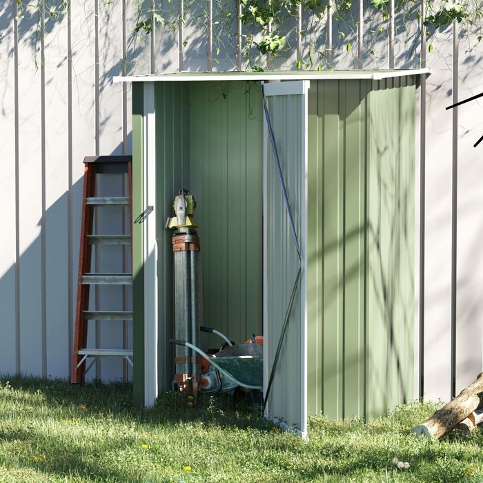 Cabanon de jardin avec porte cabanon de jardin extérieur acier vert 142 ...