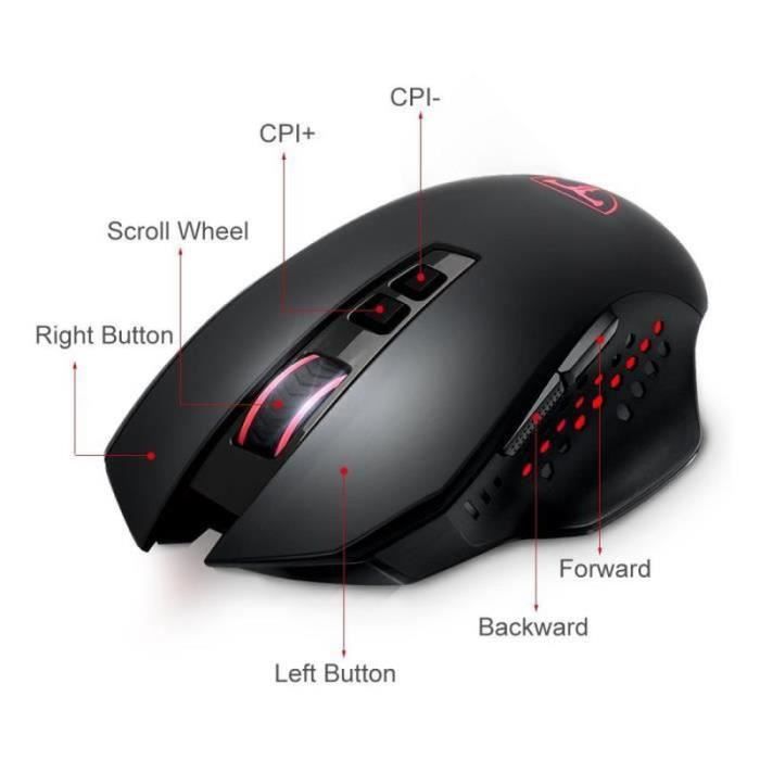 SOURIS 24G Souris Gaming sans fil 7-bouton Souris de Jeu avec DPI ...