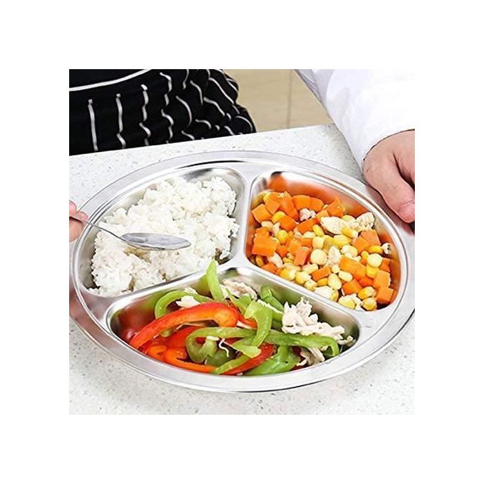 Assiettes Divisée en Acier Inoxydable avec 3 Compartiments pour Enfants ...