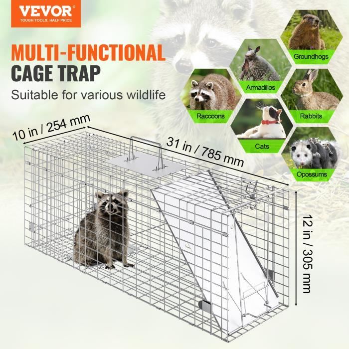 Piege a Fouine - VEVOR - Cage Piège pour Animaux 785x254x305 mm Sans ...