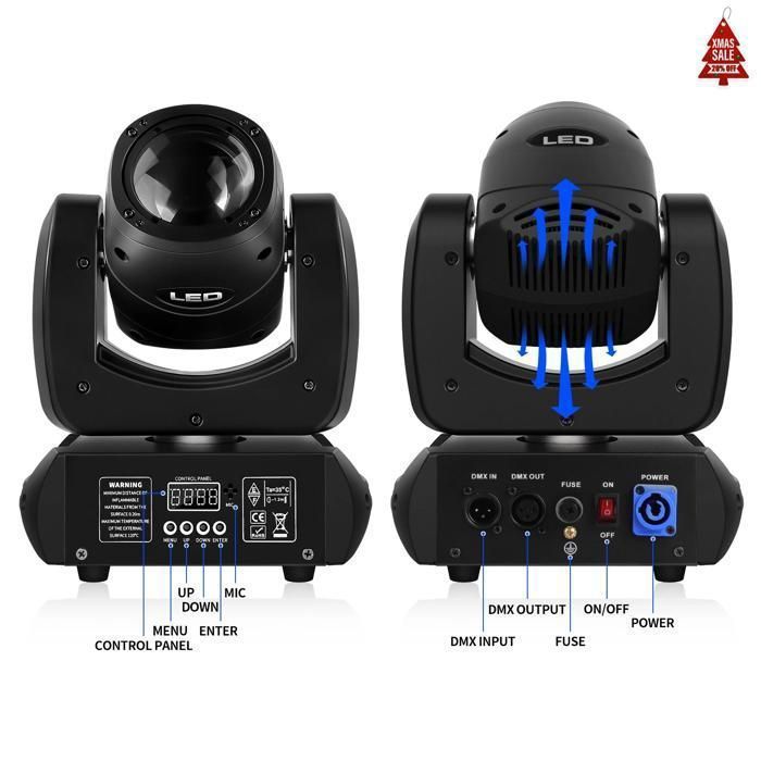 UKing 200W DJ Lyre LED Beam 8 GOBO 18 Prisme DMX - PACK DE 4 Jeux de ...