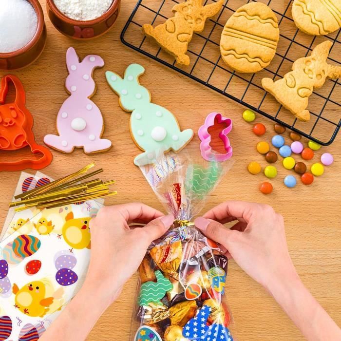 100 Pièces Sacs À Biscuits De Pâques,Sacs Cellophane 27 X 13 Cm, Pâques ...