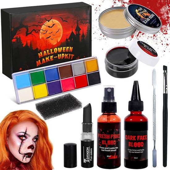 BUOAZR Halloween Special Effects Makeup Set Fake Blood Spray Fake Blood ...