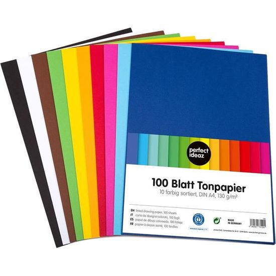 100 feuilles de Cartonette A4, Papier à dessin, teinté dans la masse ...