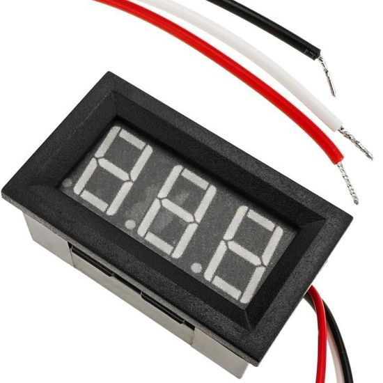 CableMarkt - Afficheur LCD rouge à 3 chiffres avec voltmètre 0 à 100 V et cadre encastré ...