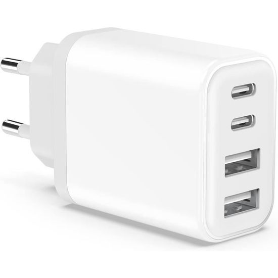 Chargeur USB C Rapide, 40W 4-Port Prise USBC Multi Secteur Replacement ...