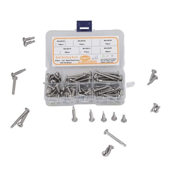 Vis cruciforme à tête ronde Vis cruciforme à tête cylindrique / Vis blanche 6 tailles outillage ...