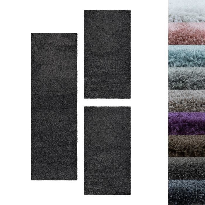 Teppium Entourages de lit Tapis de cmhambre Plain Shaggy Rectangulaire ...