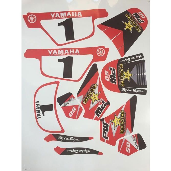 Kit Deco autocollant sticker pour moto cross YAMAHA PW 50 PW50 Rockstar ...