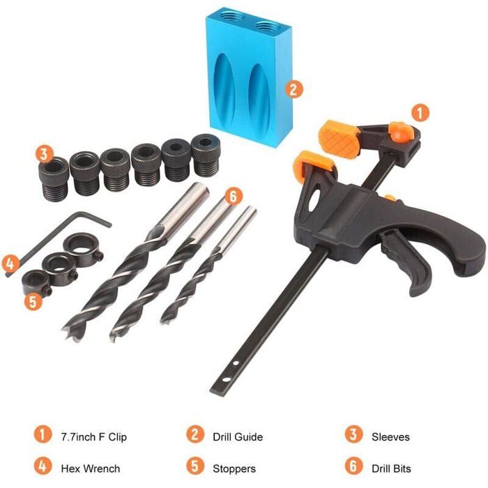 Guide de Perceuse - LARGEIGHT - Angle 15 Degrés - 15 Pièces - Aluminium ...