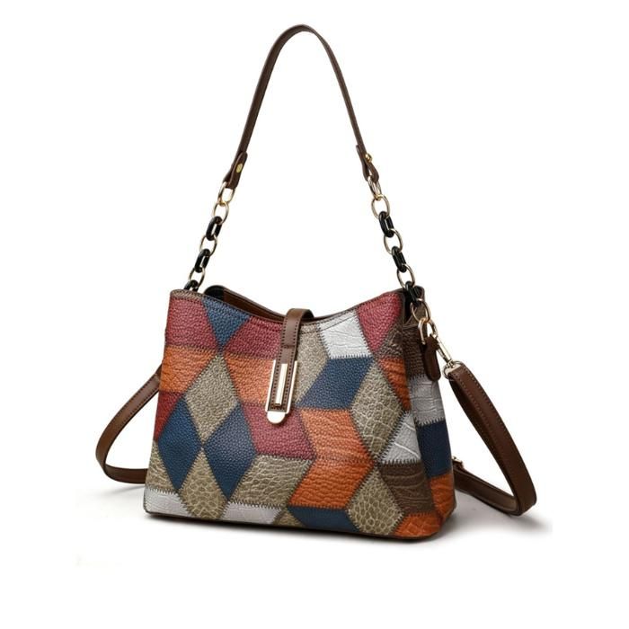 Sac à Main Femme Multicolore Patchwork Grande Capacité – Bandoulière ...
