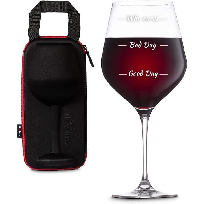 Verre à vin Géant Who cares avec étuiGrand Verre à vin Drôle avec 3 ...