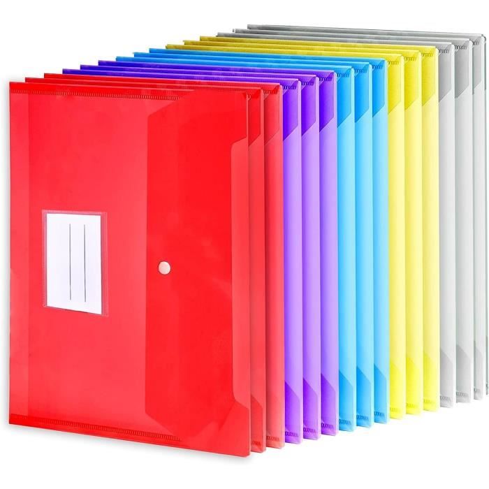 OrgIt Lot de 15 pochettes en plastique A4 pour papiersdocuments avec ...