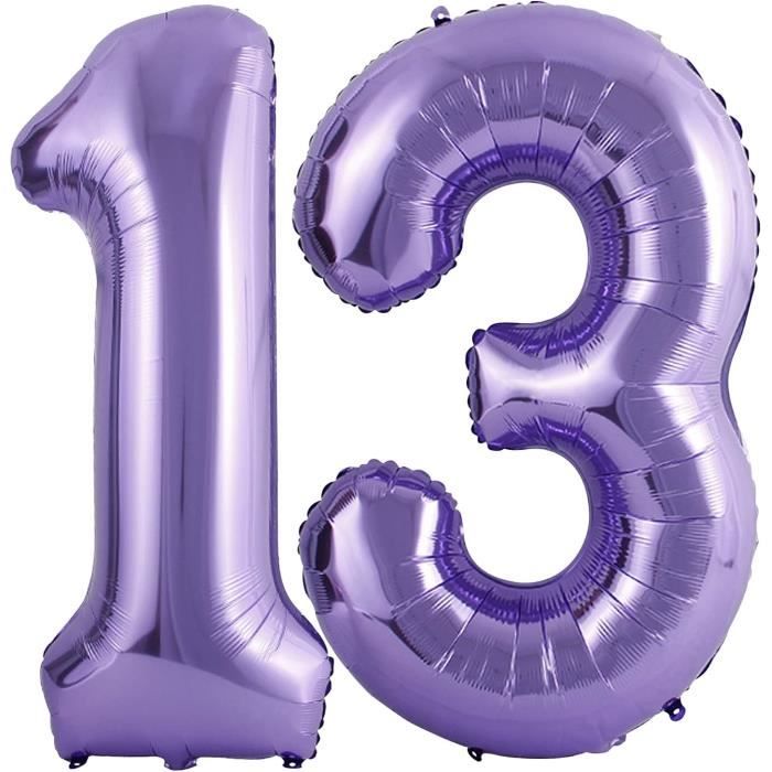 Ballon D'Anniversaire Numéro 13 En Violet De 40 Pouces, Énorme Ballon En Feuille D'Violet Xxl ...