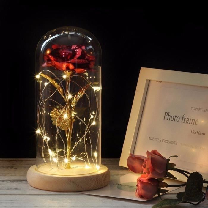La Rose Eternelle et lumière LED "Belle et la bête",Meilleur Cadeau ...